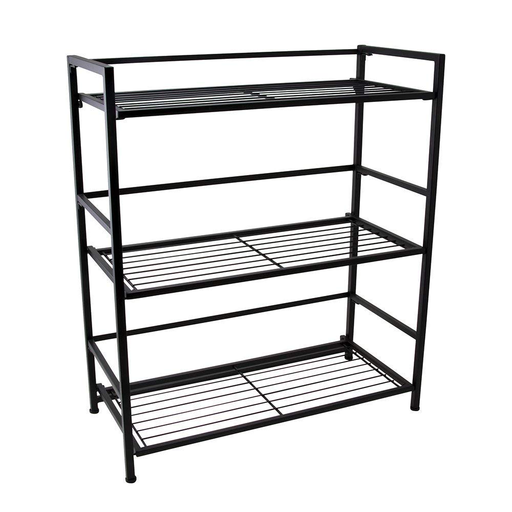 Flipshelf-Folding Metal Bookcase-Small Space Solution-No Assembly-Home, Kitchen, Bathroom and Office Shelving-Black, 3 Shelves, Wide (1-Unit)