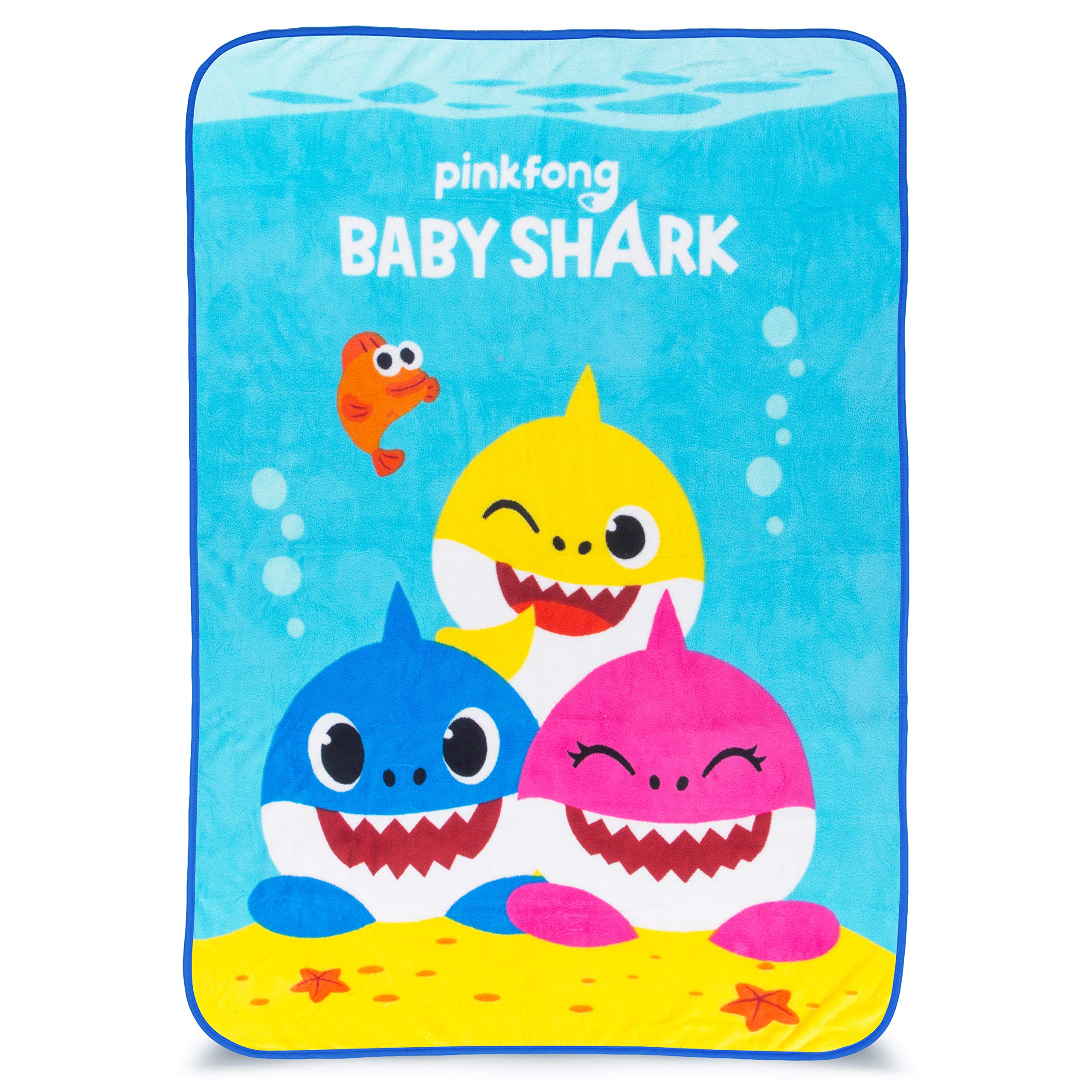 Franco Kids Bedding Super Soft Micro Raschel Throw, 46 in x 60 in, Baby Shark