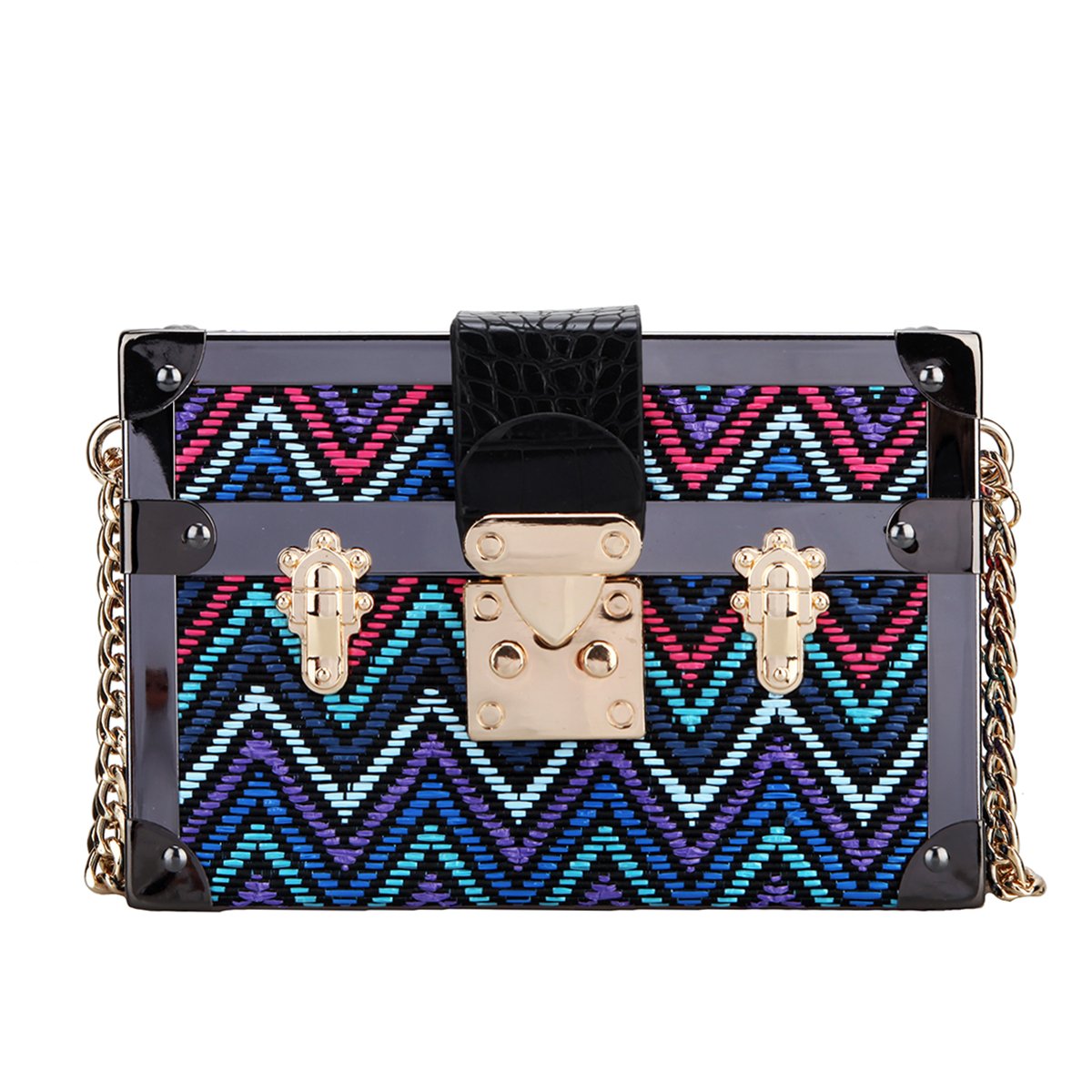 Fawziya Evening Purse Weave Big Chain Small Clutch Bags For Women Clutches-Multicoloured