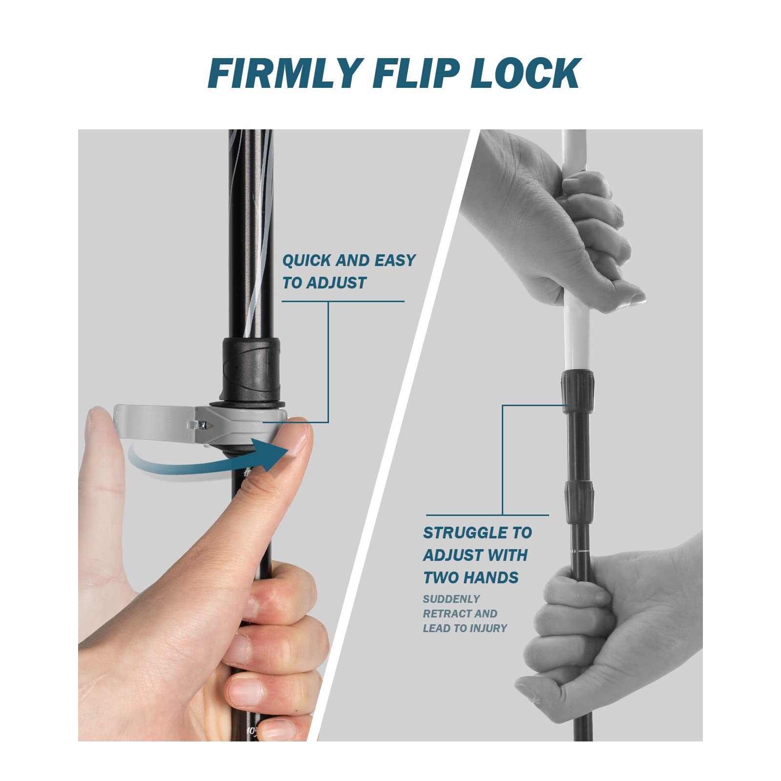 G2 Hiker Trekking Hiking Poles Telescopic/Aluminum Alloy/Comfort TPE Handle/Auto-Adjustable Strap/Quick Flip Lock/Snow Baskets Attached (Pack of 2 Poles),Black/Blue/Red