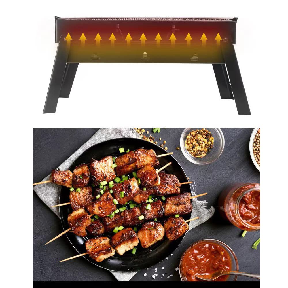 Folding Portable Barbecue Charcoal Grill, Barbecue Desk Tabletop Outdoor Stainless Steel Smoker BBQ for Outdoor Cooking Camping Picnics Beach