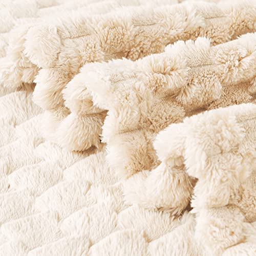 FY FIBER HOUSE Oversized King Blanket 120" x120" Extra Large Bed Blanket 10' x 10' Super Soft Plush Fuzzy Blankets for Couch Office Sofa, Beige