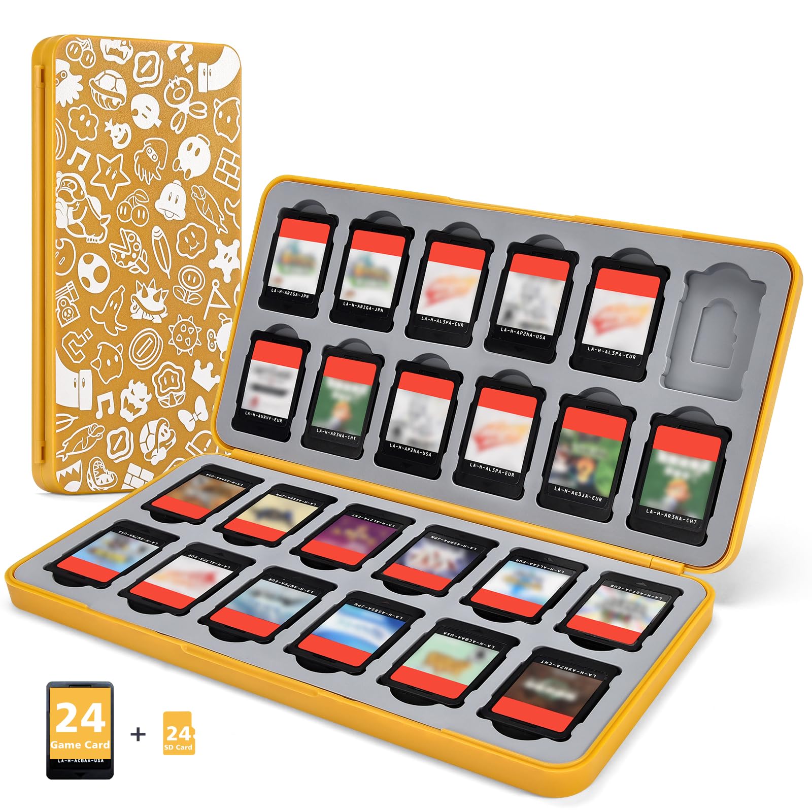 FUNLAB Switch Game Case Compatible with Nintendo Switch Games & Micro SD Cards, Switch Game Holder Cartridge Case with 24 Game Card Storage for Mario Fans - Wonder Yellow