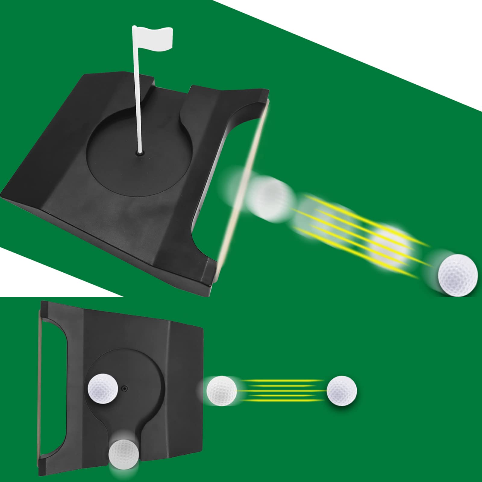 Golf Automatic Putting Cup Indoor Outdoor Ball Return Hole Machine Pack Durable Balls Returning Practice Training Aid for Yard Office Garden (1 Pc New Automatic Putter Cup+3 Balls)