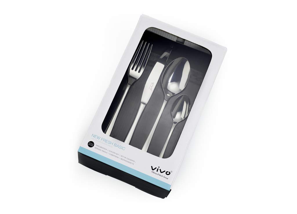 Villeroy & Boch Vivo Group-New Fresh Basic Service, 24 Pieces, Universal Cutlery Set Day Use, 18/10 Stainless Steel, Silver