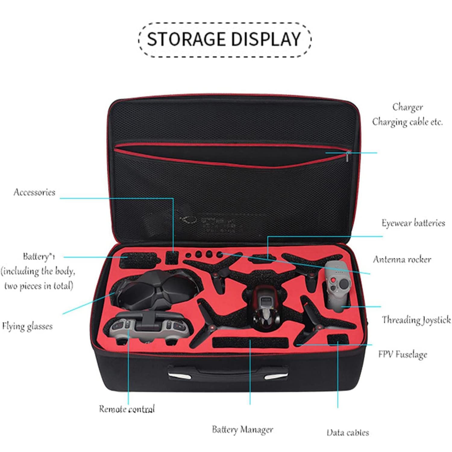 FPV Combo Drone Professional Carrying Case, FPV Drone and Accessories Portable Waterproof Hard Case Compatible with DJI FPV Combo Drone (Black)