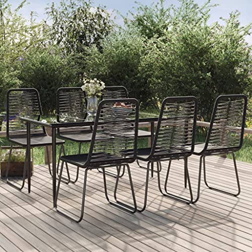 WFAUIBR Dining Set 7 Piece Patio,Patio Furniture Set,Lawn Chairs Set ,for Bedroom, Office, Teaching Building, Library, Flower Shop, Porch,Black/B,7 Piece 63"