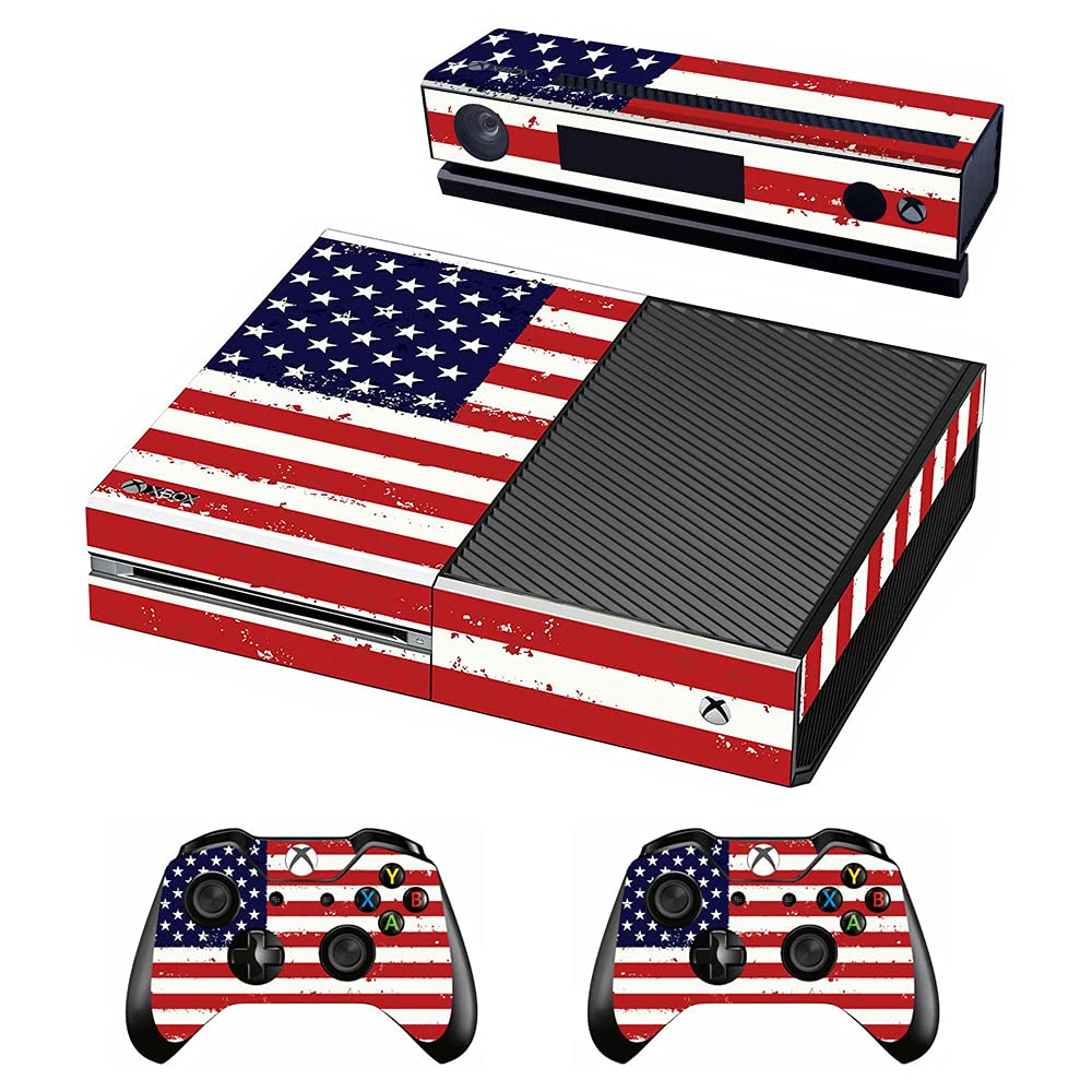 FOTTCZ Vinyl Skin for Xbox One Console, Sound Box & Controllers Only, Sticker Decorate and Protect Equipment Surface, American Flag