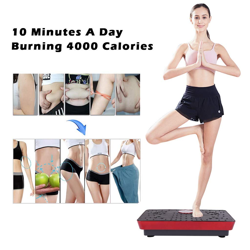 Full Body Vibration Platform Massage Machine Workout Trainer Silent Drive Motor | Ideal for Toning and Weight Loss Machine (Red)
