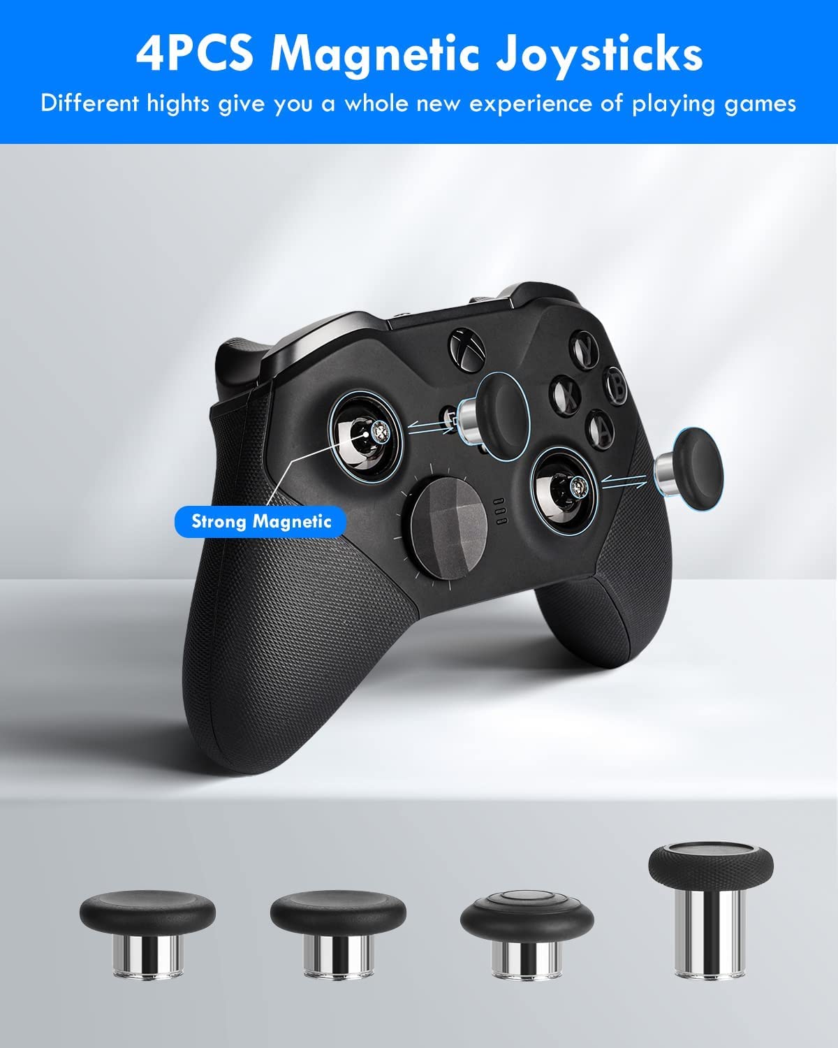 Metal Replacement Thumbsticks for Xbox Elite Wireless Controller Series 2 Core, AOJAKI Metal Paddles Accessories Includes 4 Magnetic Joysticks,4 Paddles