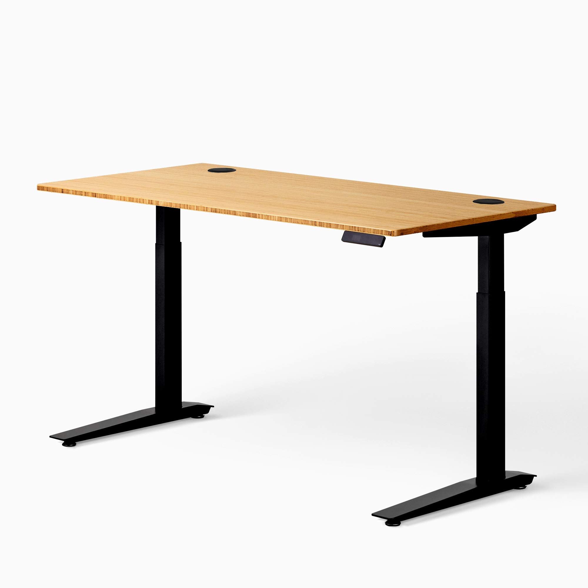 Fully Jarvis Standing Desk 60" x 30" Bamboo Top - Electric Adjustable Desk Height from 30" to 49.3" withMemory Preset Controller (Rectangle, Black Frame)