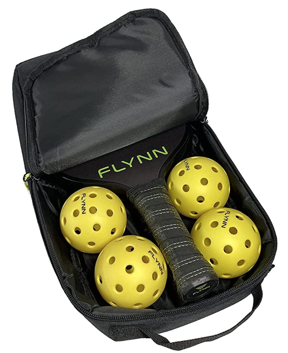 FLYNN Outdoor Pickleball Set | 2 Pickleball Paddles with a Graphite Face, a Polypropylene Honeycomb core, 4 Pickle Ball Balls and Pickleball Set Bag