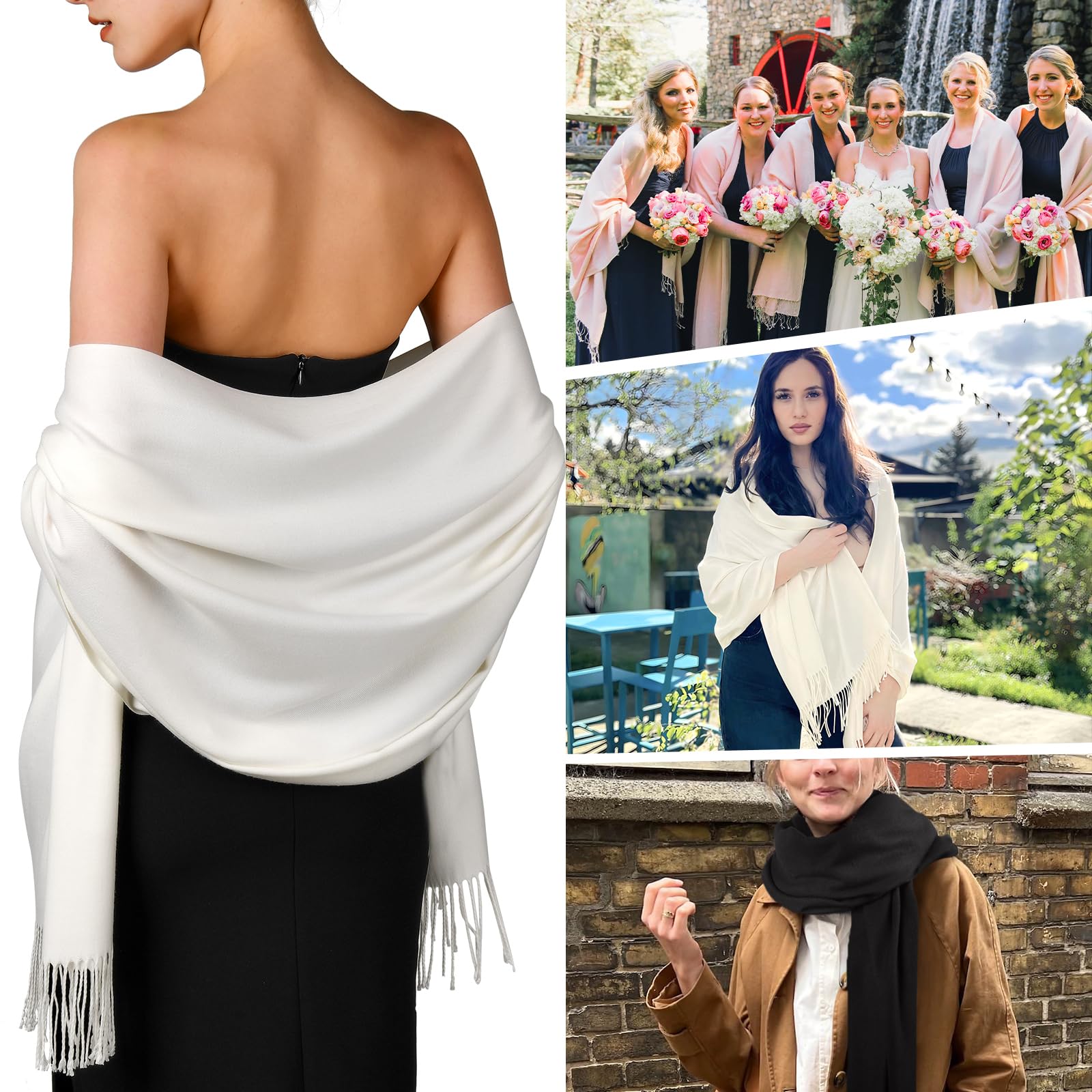 FURTALK Women's Pashmina Shawls and Wraps for Evening Dress Long Scarf Wedding Bride Bridesmaid Shawl Gifts