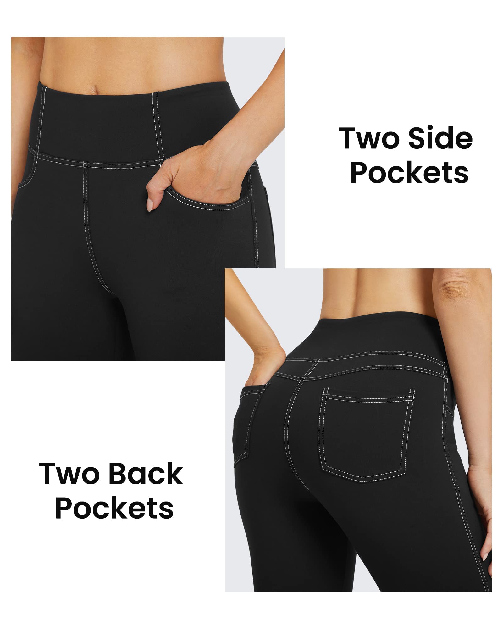 G4Free Women's Fleece Lined Bootcut Yoga Pants with Pockets Flare Thermal Warm Casual Work Pants (Black,M)