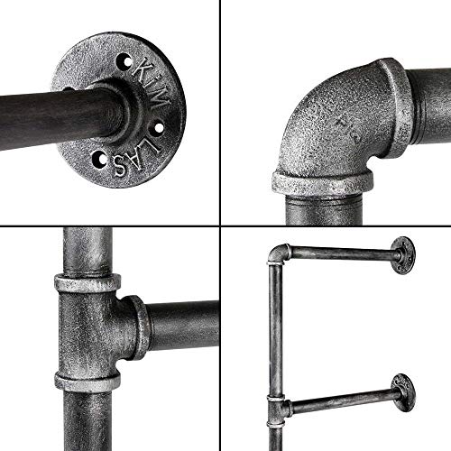 FODUE Industrial Wall Mount Iron Pipe Shelf Shelves Shelving Bracket Vintage Retro Black Open Bookshelf Bookcase DIY Storage Office Kitchen (3PCS)