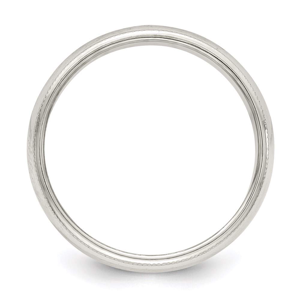 Forever Flawless Jewelry 5mm High Polish Finish Half Round Domed Milgrain Sterling Silver Wedding Band - Size 12