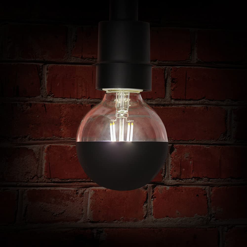 Feit Electric G2540/BLK/827/FIL/4 40-Watt EQ G25 DM Black Mirror Dome Filament LED Light Bulb, 4-Pack