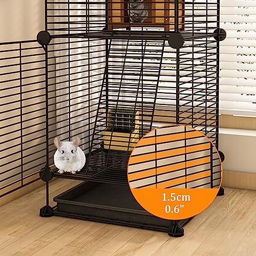 Small Animal Cage, Rabbit Cage Small Cage Chinchilla Cage Metal Pet Cage with Removable Tray, Ferret Cage, Chinchilla Cage Grid Spacing1.5cm/0.6" for Small Pets, Guinea Pigs, Bunny,Chinchilla (Color