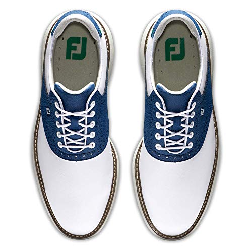 FootJoy Men's Traditions Previous Season Style Golf Shoe, White/Light Navy, 11