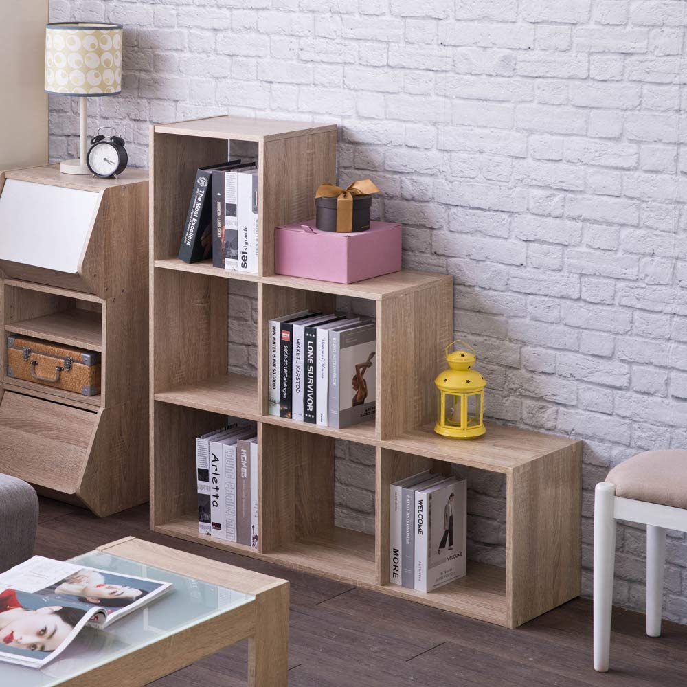 Frama Heavy Duty DIY 6 Cubes Organizer Storage Shelf Premium Laminated Ultra Thick Particle Board Closet Cabinet Bookshelf, Sonoma Oak