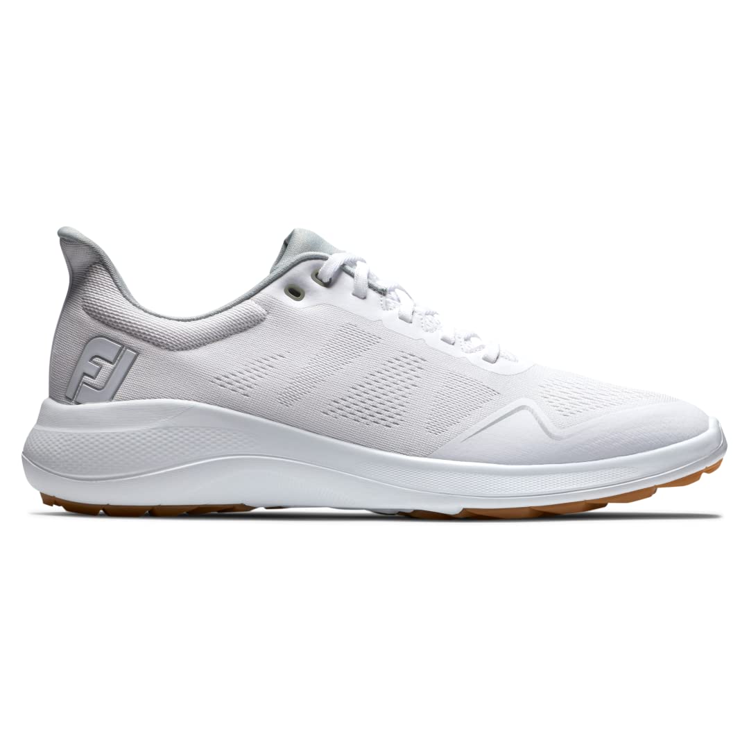FootJoy mens Fj Flex Golf Shoe, White/White/Tan, 11.5 US