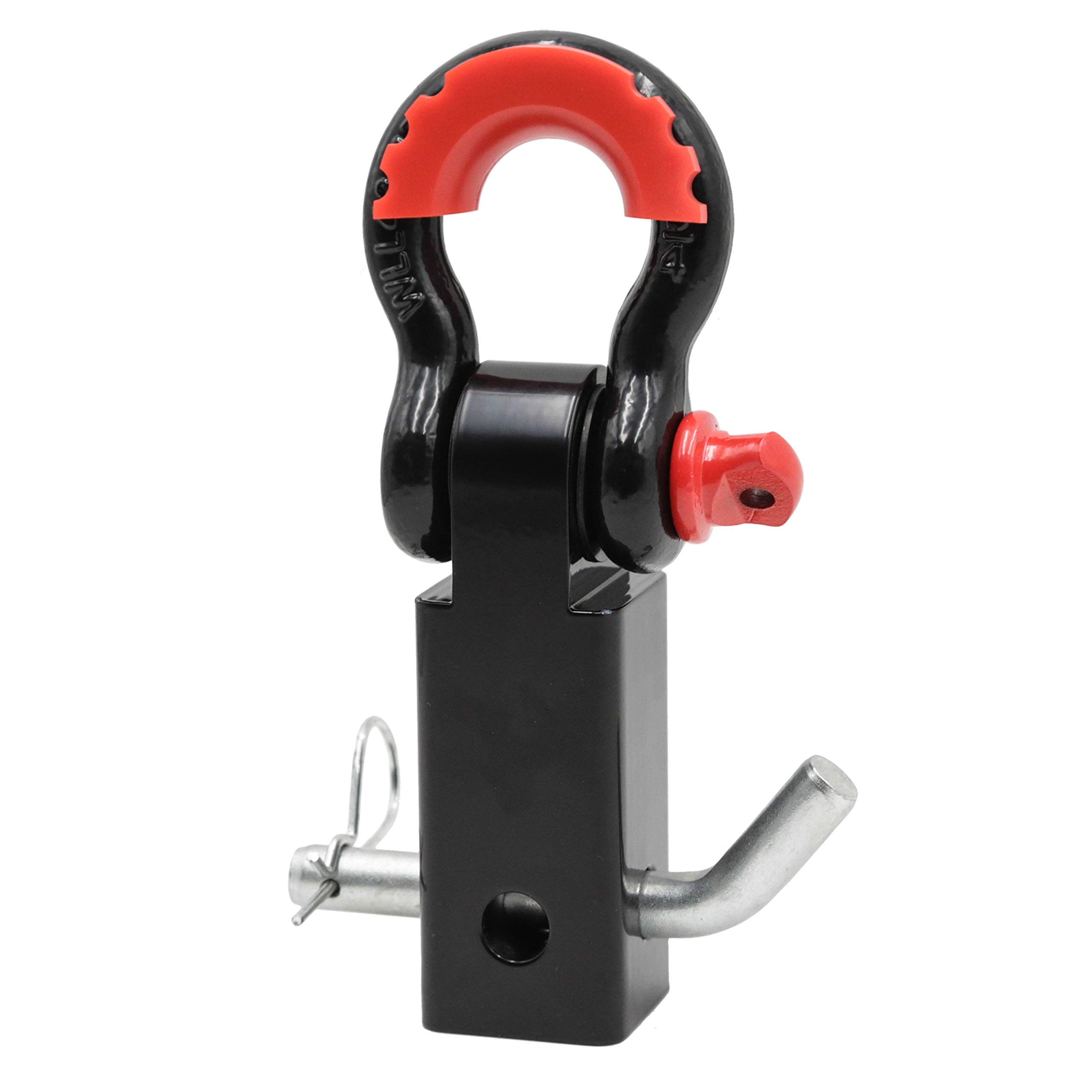 Forged Shackle Hitch Receiver (42000 Lbs Max Break) 2" Receiver & Pin + 3/4" Shackle, with Isolator & Washers. Heavy Duty Powder Coated