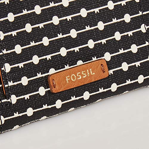 Fossil Women's Logan Faux Leather Wallet RFID Blocking Small Bifold, Black Stripe (Model: SL7826080)
