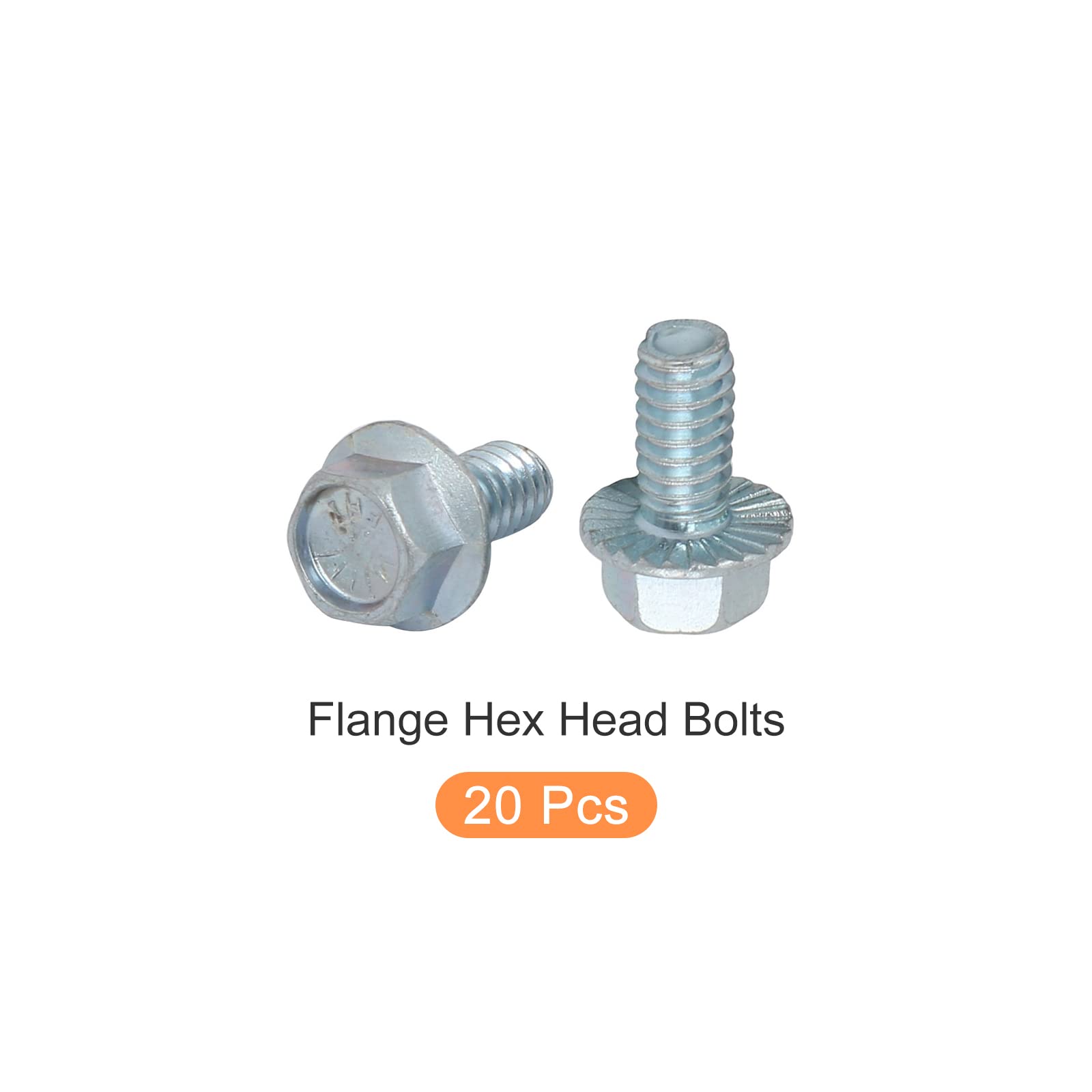 METALLIXITY Flanged Hex Head Bolts (1/4-20 x 1/2") 10pcs, Hexagon Serrated Flange Bolt Carbon Steel Screw - for House Construction Hardware Fasteners
