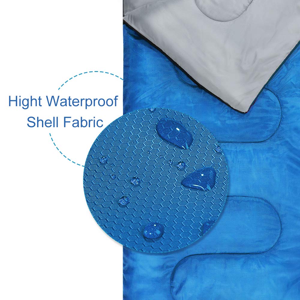 Forceatt Camping Sleeping Bag, Two-Person Waterproof Sleeping Bag, Suitable for Adults or Teenagers Indoor, Outdoor, Backpacking, Camping (Blue)