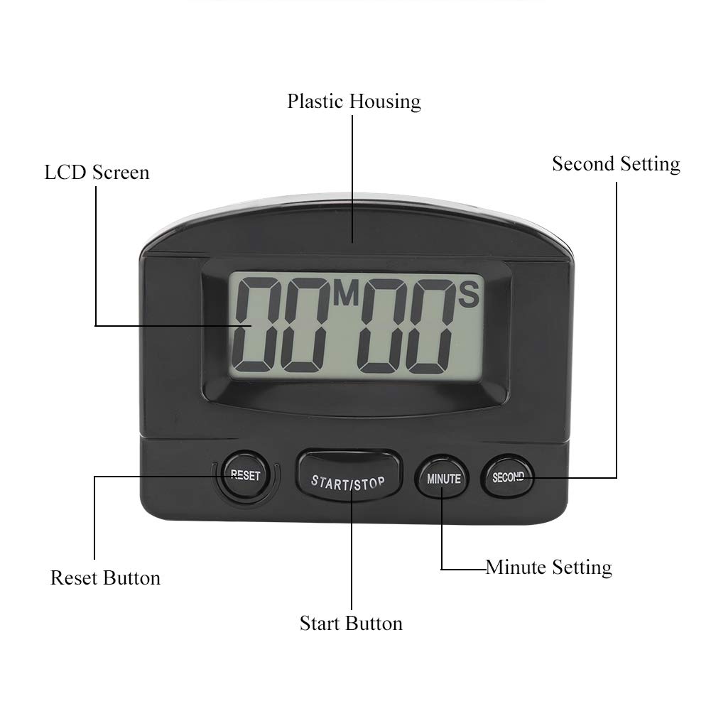 Kitchen Timer, Automatic Reset Digital Timer End Reminder Cooking Timer with Bracket and LCD Display for Kitchen, Restaurant, Home(Timer XL-331 black)