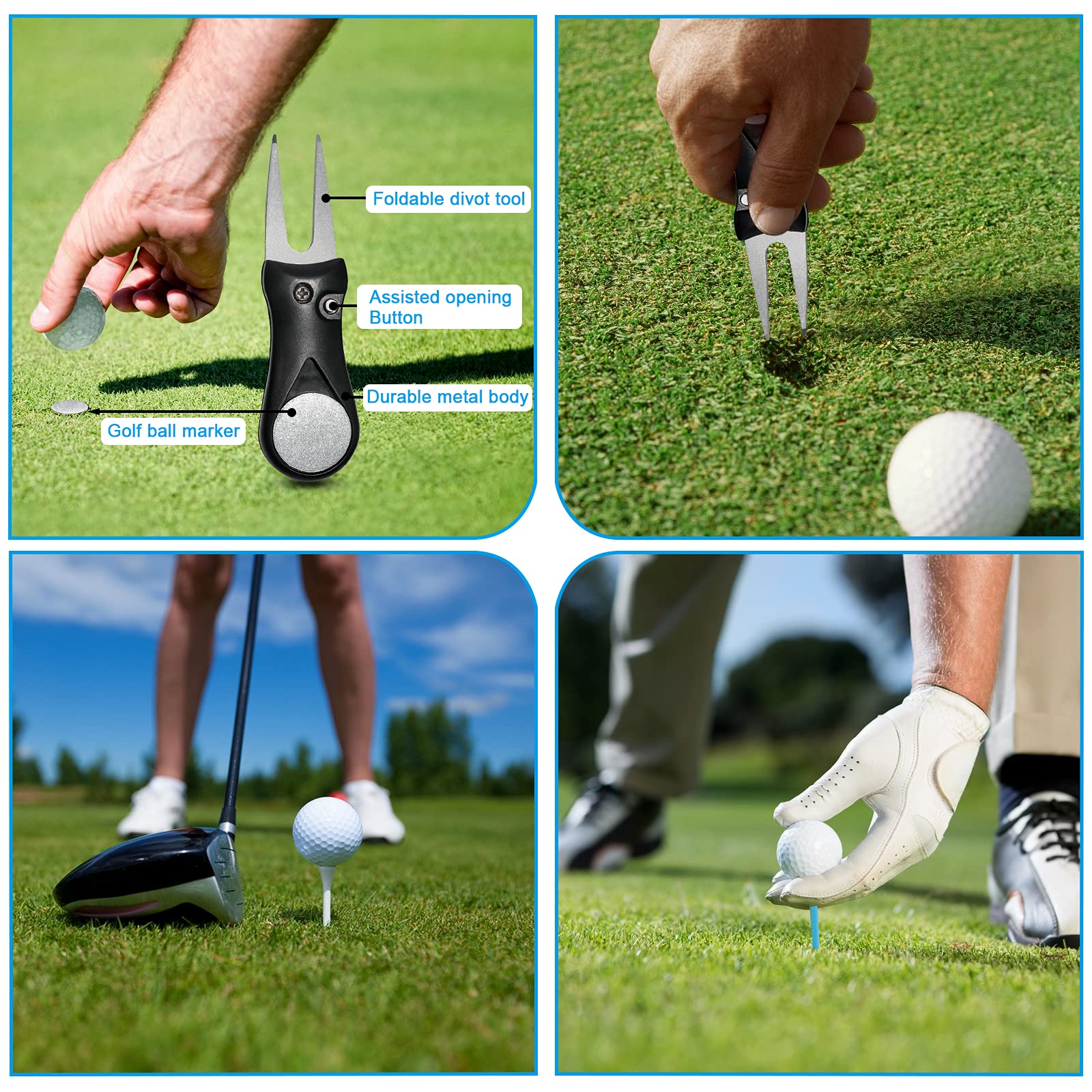 Golf Towel Golf Club Cleaning Kit, Microfiber Waffle Pattern Golf Towel with Carabiner Clip, Golf Brush Tool with Club Groove Cleaner, Cooling Towel, Golf Divot Tool, Golf Tees Golf Accessories