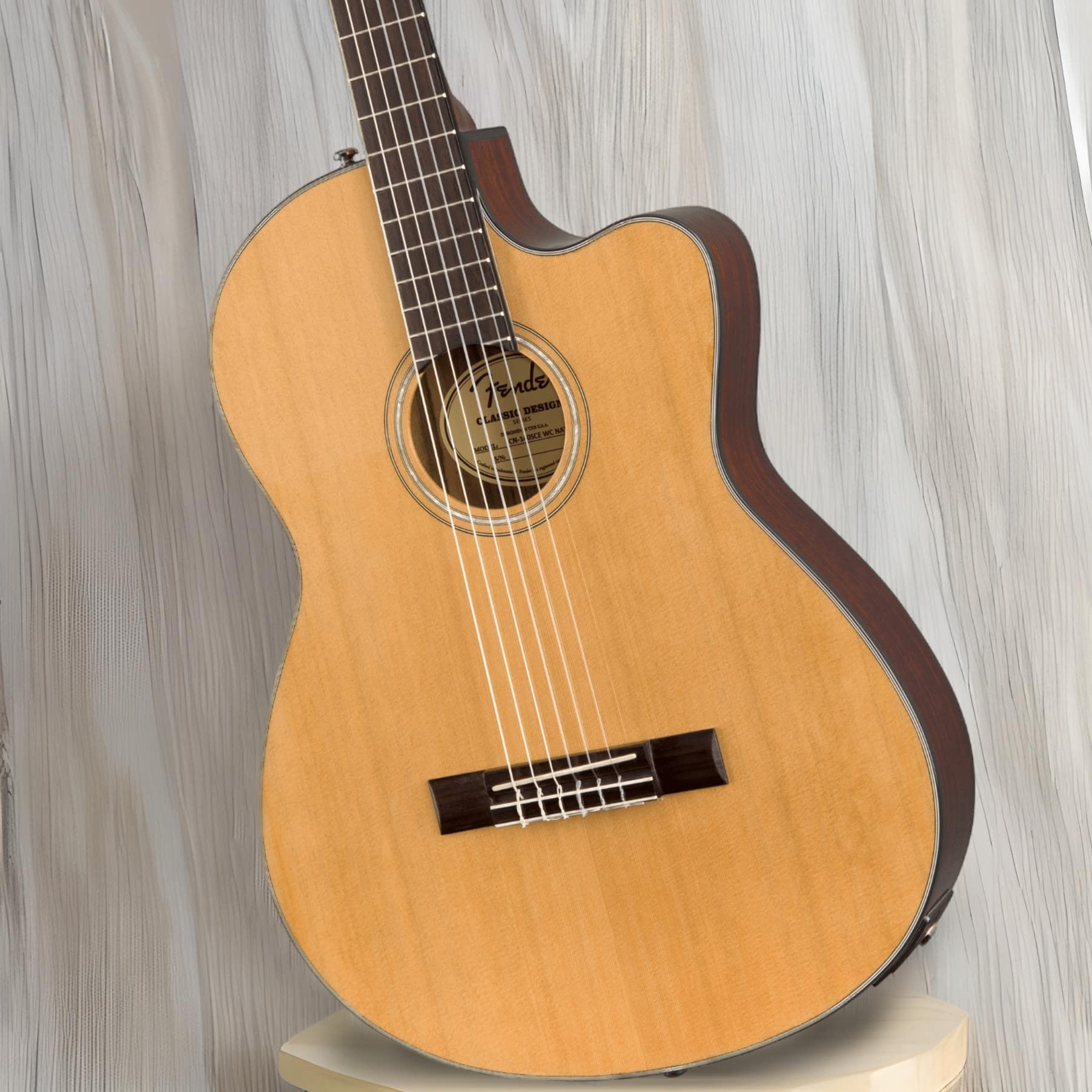 Fender CN-140SCE Thinline Concert Nylon String Acoustic Guitar, with 2-Year Warranty, Natural, with Case