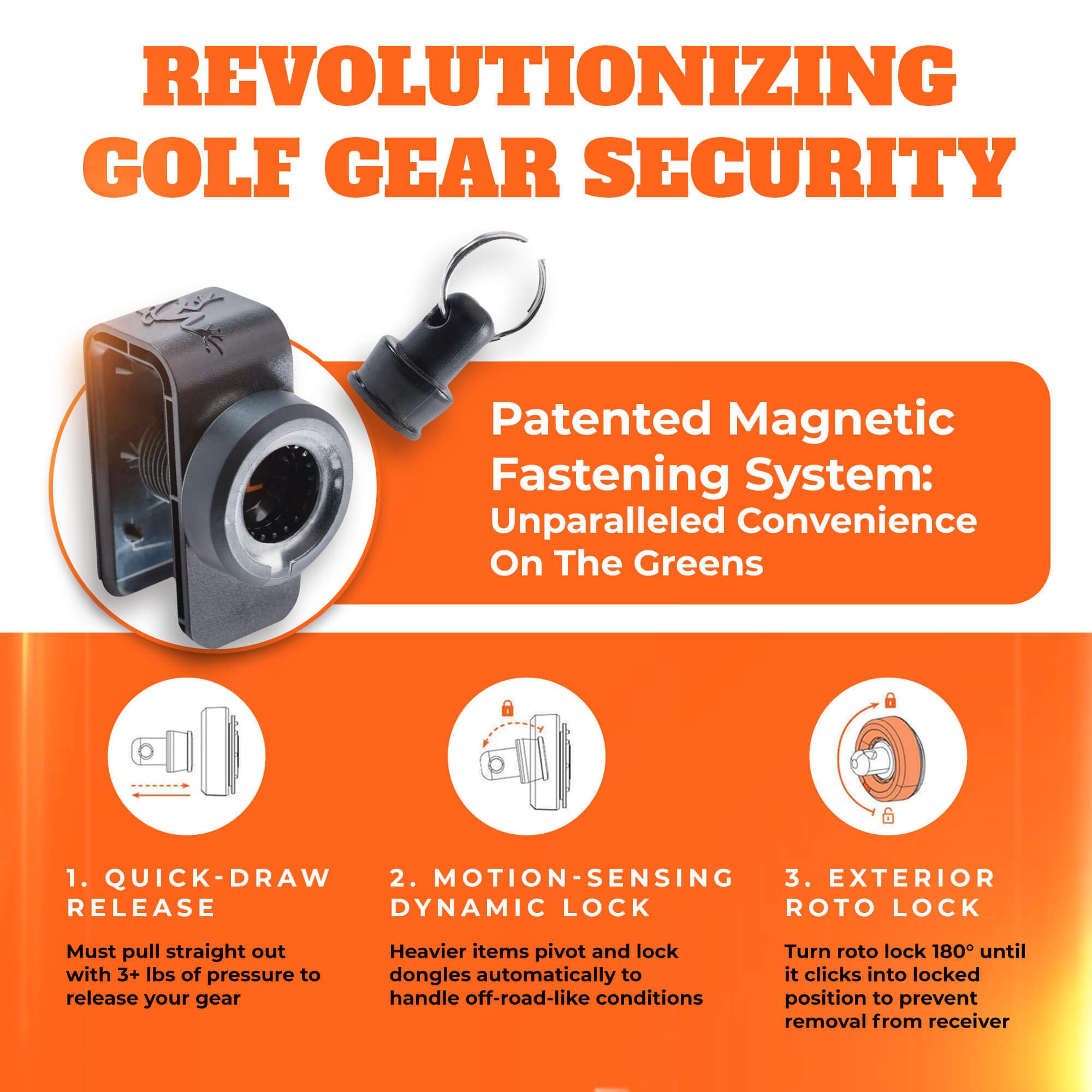 Frogger Golf Bag Latch-It Accessory Attachment System for Golf Bags โ Magnetic Clip to Easily Attach Golf Towels, Brushes, Rangefinders and More