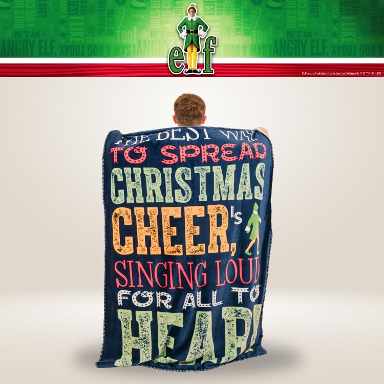 Franco Elf The Movie Holiday Christmas Bedding Soft Plush Sherpa Blanket Throw, 46 in x 60 in, (Officially Licensed Product)