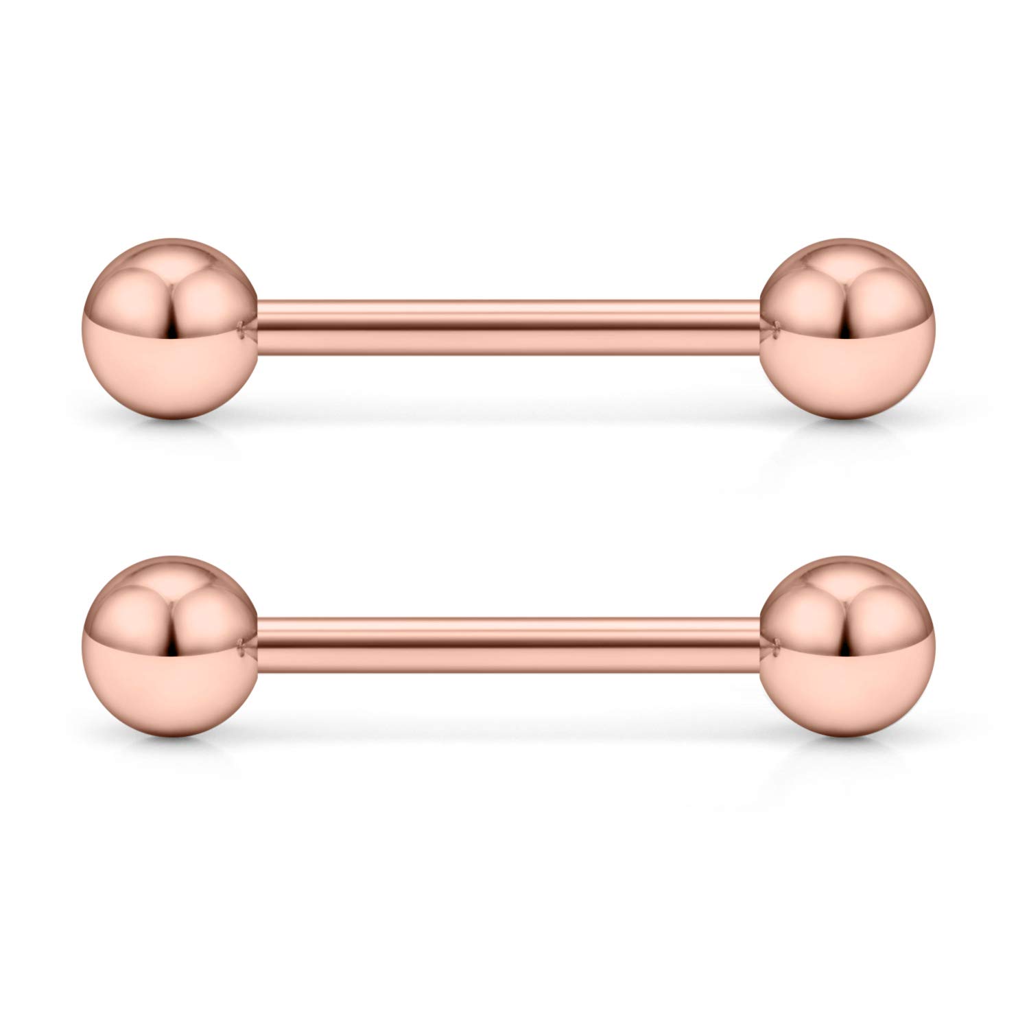 Ftovosyo 2PCS 14G 316L Stainless Steel Internally Threaded Tongue Nipple Shield Barbell Ring Bar Body Piercing Jewelry Retainer 16mm Rose Gold