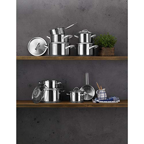 WMF Frying pan uncoated Ø 28cm Gourmet Plus Made in Germany Pouring Rim Stainless Steel Handle Cromargan Stainless Steel Suitable for Induction Dishwasher-Safe