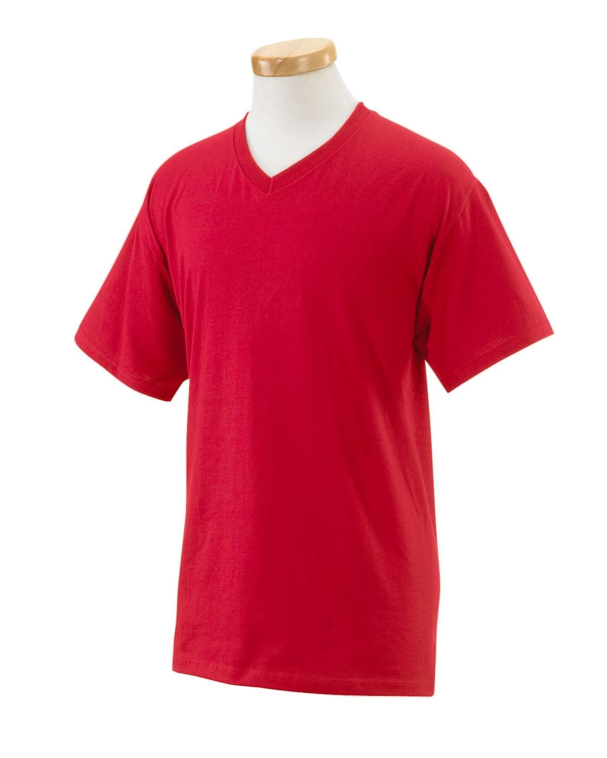 Fruit of the Loom Mens Heavy Cotton HD V-Neck T-Shirt (39VR) -True RED -3XL