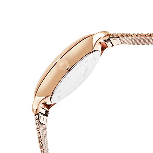 Fossil Women's Jacqueline Quartz Stainless Steel Mesh Three-Hand Watch, Color: Rose Gold (Model: ES4352)