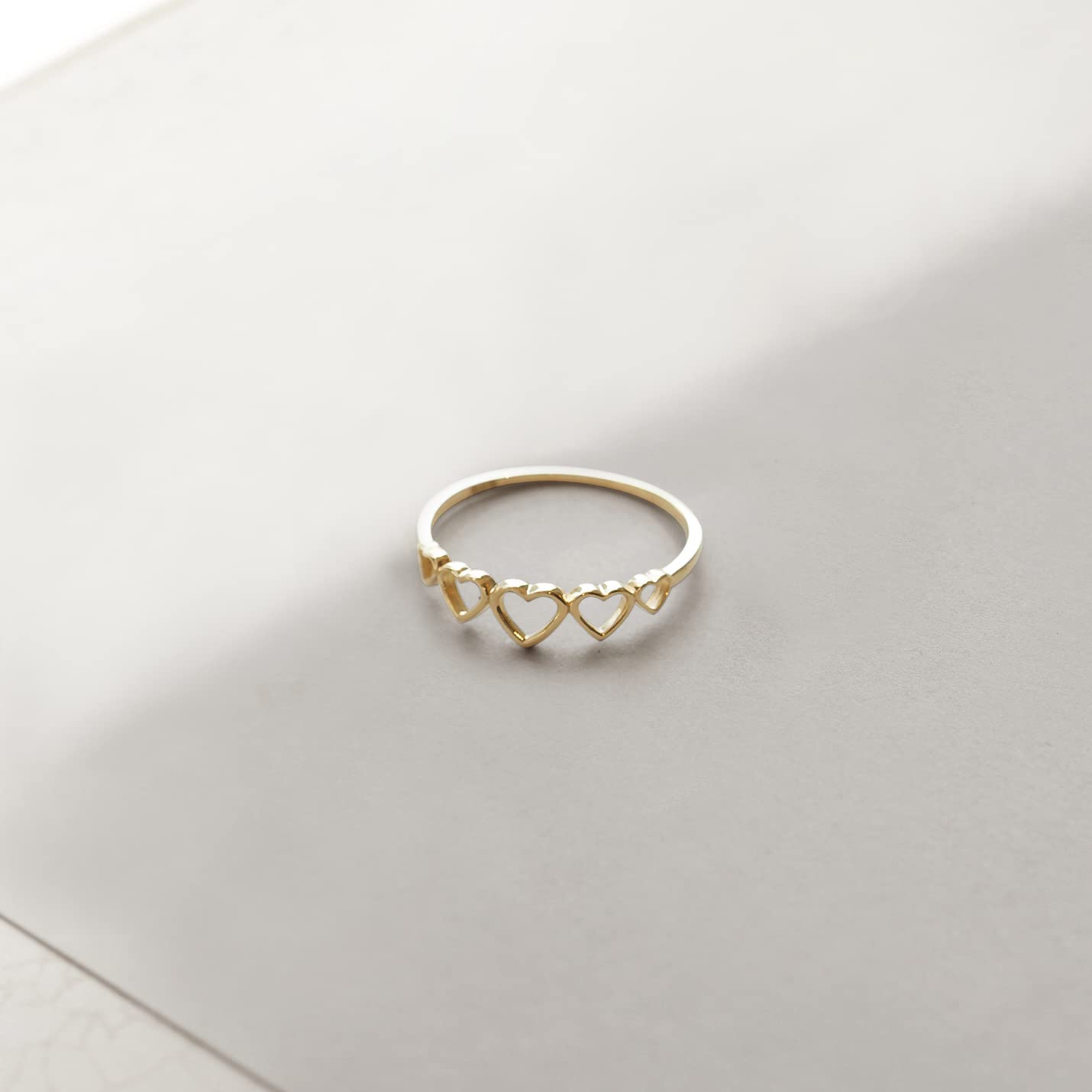 GELIN 14K Yellow Gold Open Heart Ring for Women - Size 7