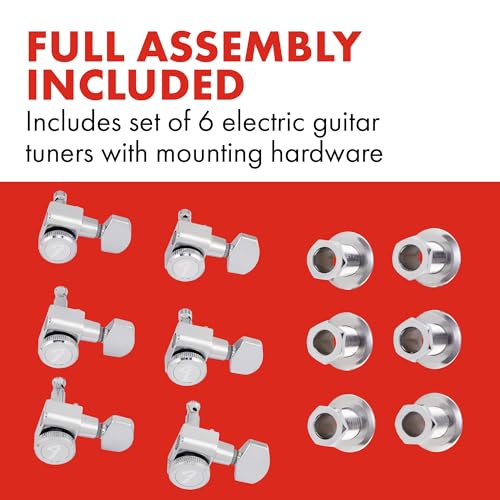 Fender Locking Tuners Stratocaster Guitar Tuners, Polished Chrome, Right Hand Guitar Tuners, 1.7x10x4.5 Inches, Set of 6 Guitar Tuning Machines