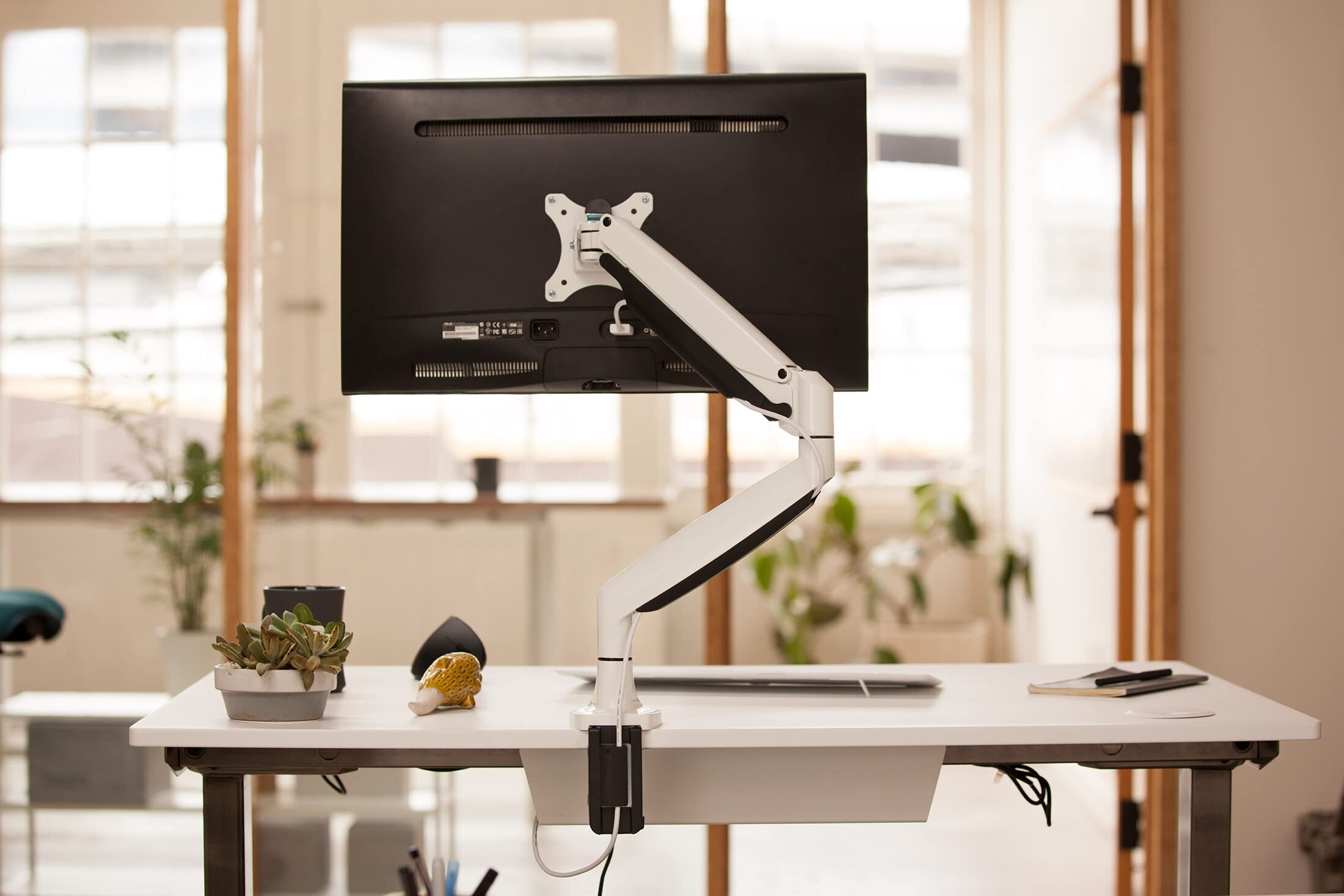 Fully Jarvis Monitor Mounting Arm - fits up to 32" Computer Display (Single, Black)