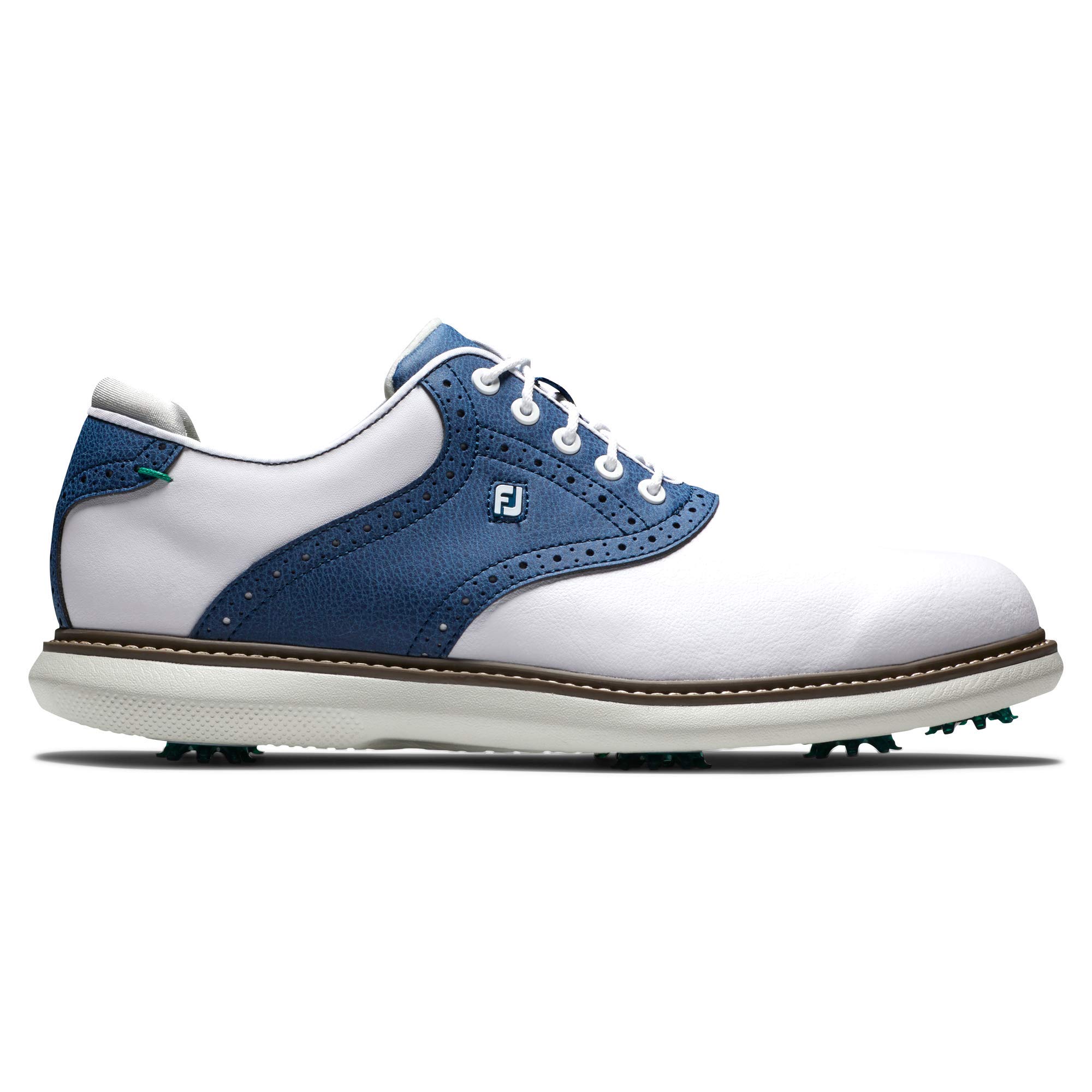 FootJoy Men's Traditions Previous Season Style Golf Shoe, White/Light Navy, 10