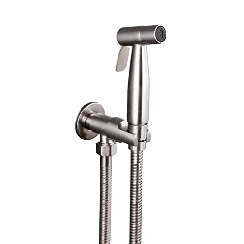 FZZDP Brushed Douche Kit Hand Held Bidet Sprayer Stainless Steel Toilet Faucet Valve Set Shower Head
