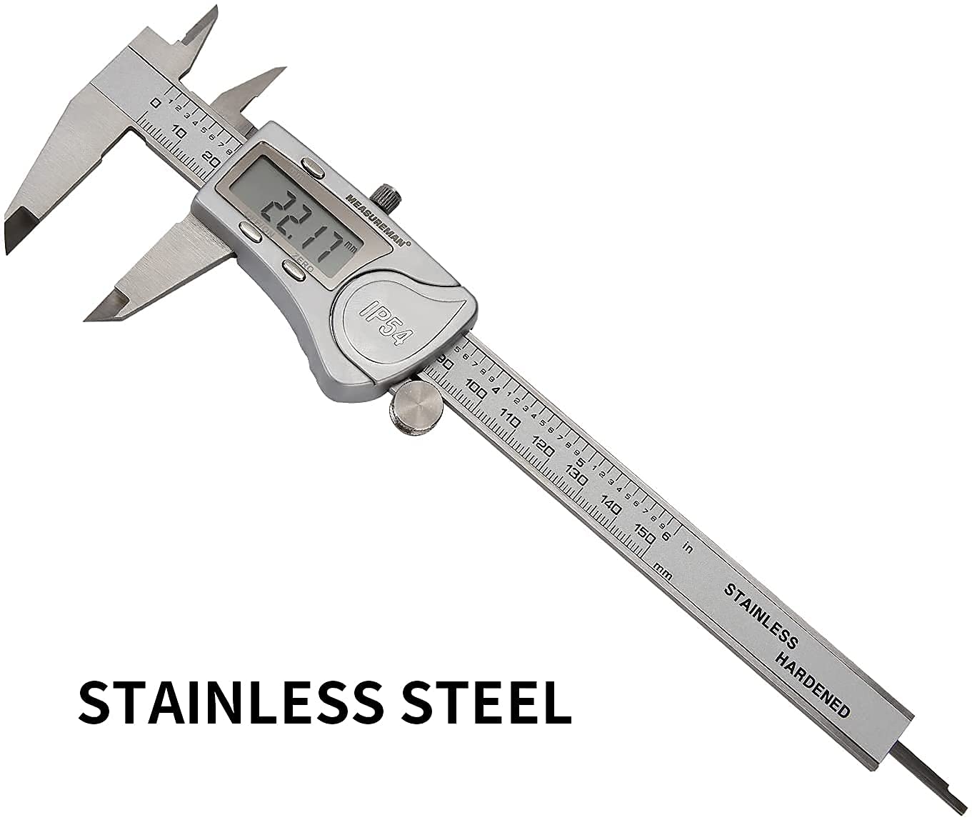 MEASUREMAN Electronic Digital Caliper Micrometer Measuring Tool Stainless Steel Vernier,IP54 Waterproof Protection Design,0-6 Inch/0-150 mm