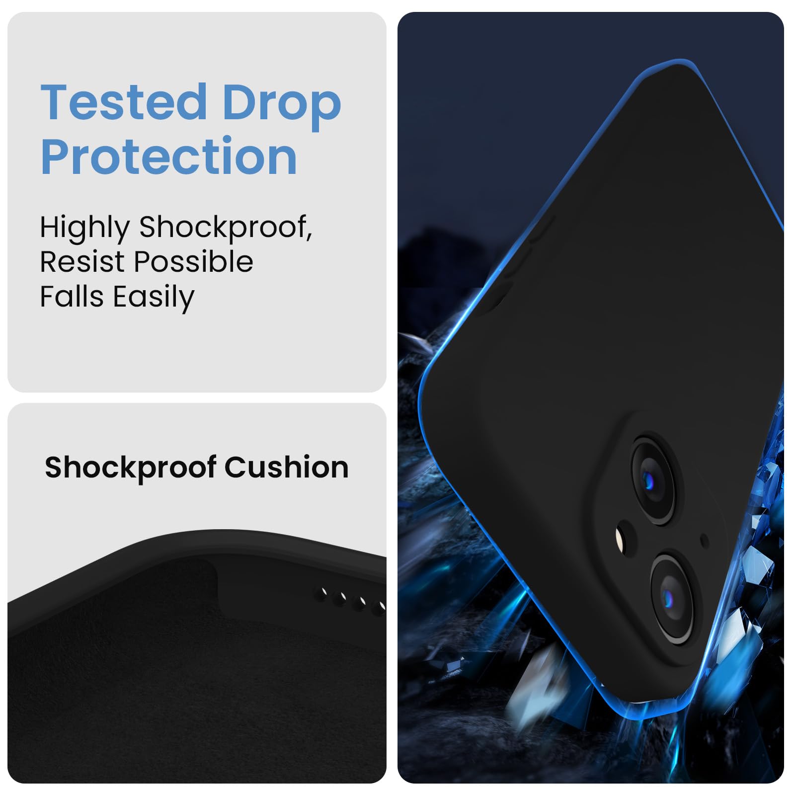 FireNova Designed for iPhone 15 Case, Silicone Upgraded [Camera Protection] Phone Case with [2 Screen Protectors], Soft Anti-Scratch Microfiber Lining Inside, 6.1 inch, Black
