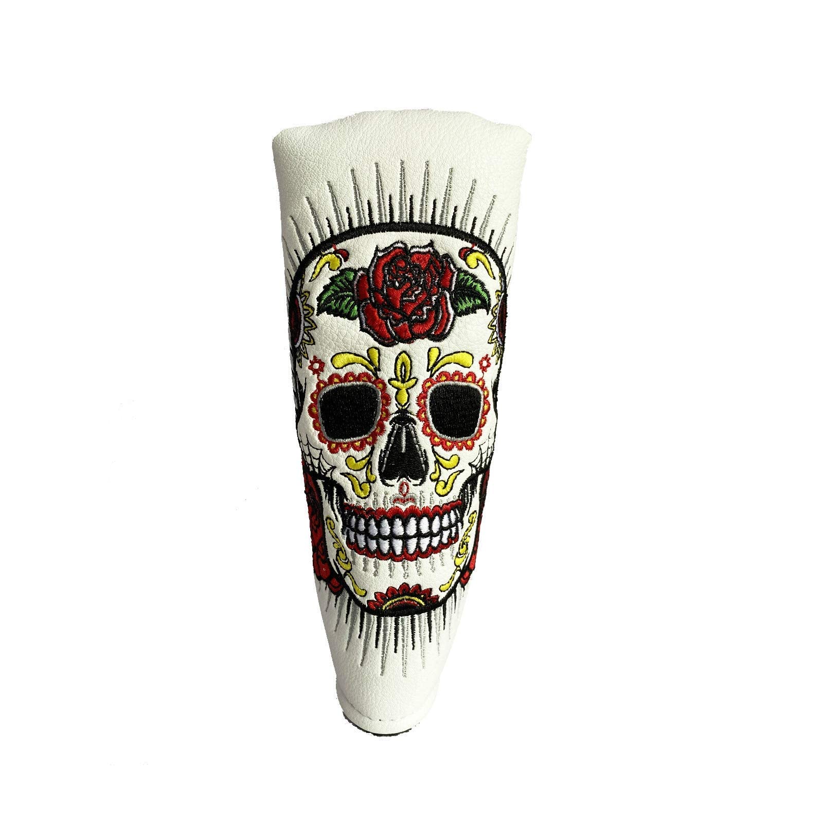 Golf Putter Head Cover Embroidered Headcover with Magnetic Closure for Scotty Cameron Odyssey, (Rose Skull) Blade