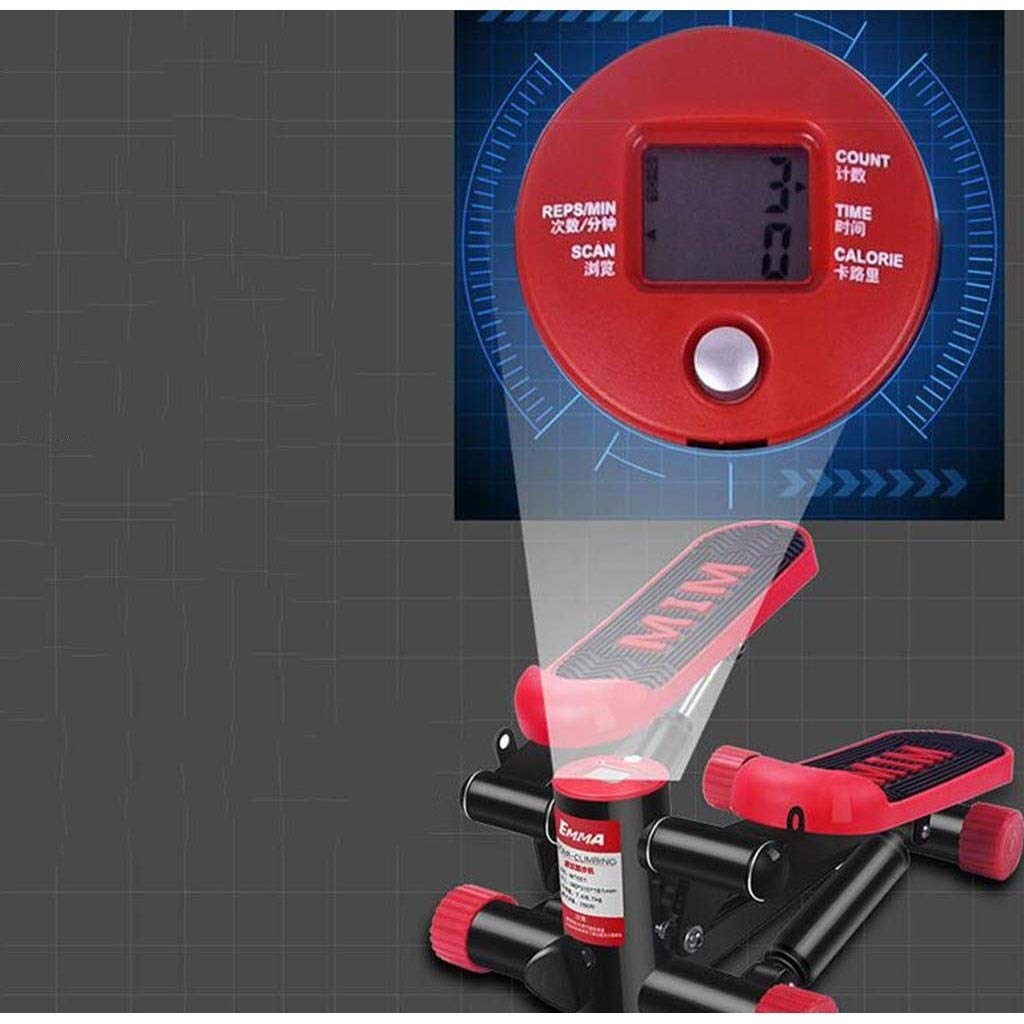 GRETD Mini Stepper Mini Fitness Exercise Machine Step Trainer Equipment with Resistance Bands Durable Safe Treadmill and Comfortable Foot Pedals (Color : Red)