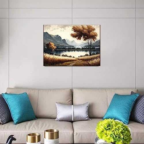 Frameless Oil Paintings on Canvas,Autumn Landscape Artwork,Modern Art Wall Decor for Kitchen Decor Living Room Decor or Holiday Gifts Etc.
