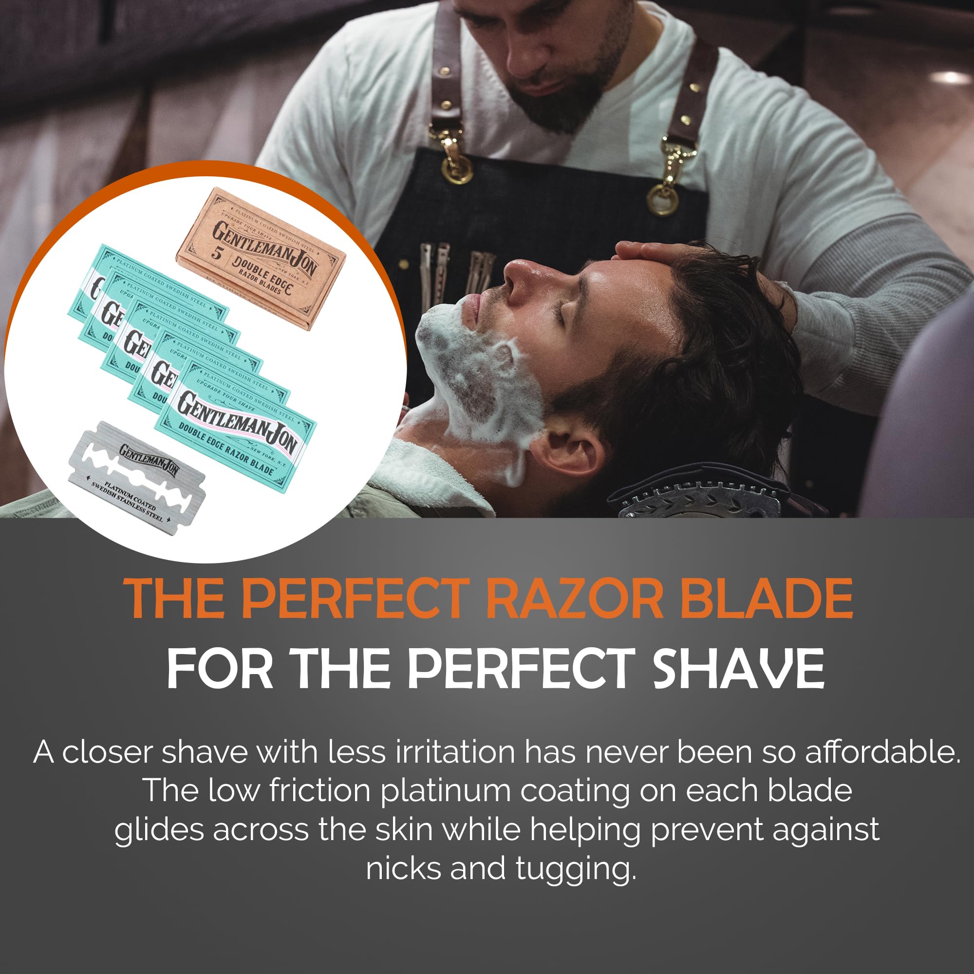 Gentleman Jon 50-Pack Platinum Double Edge Razor Blades - Premium Swedish Stainless Steel Safety Razor Blades - Platinum Coated Blades For Smooth and Comfortable Shaves - Fits Most Safety Razors