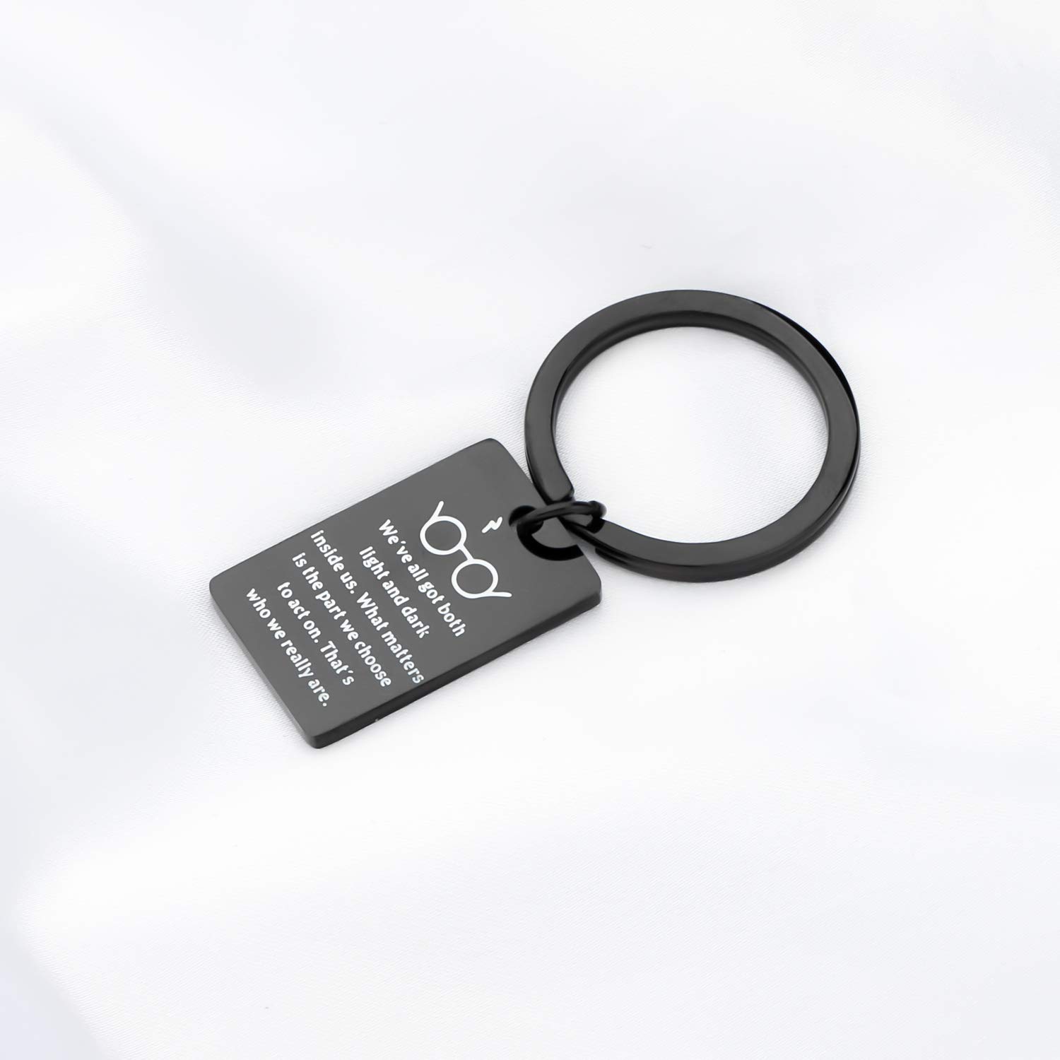 FUSTMW Movie Quote Keychian Black Inspire Gift We've All Got Both Light and Dark Inside Us Inspirational Gifts for Movie Book Lover Gifts (Black)